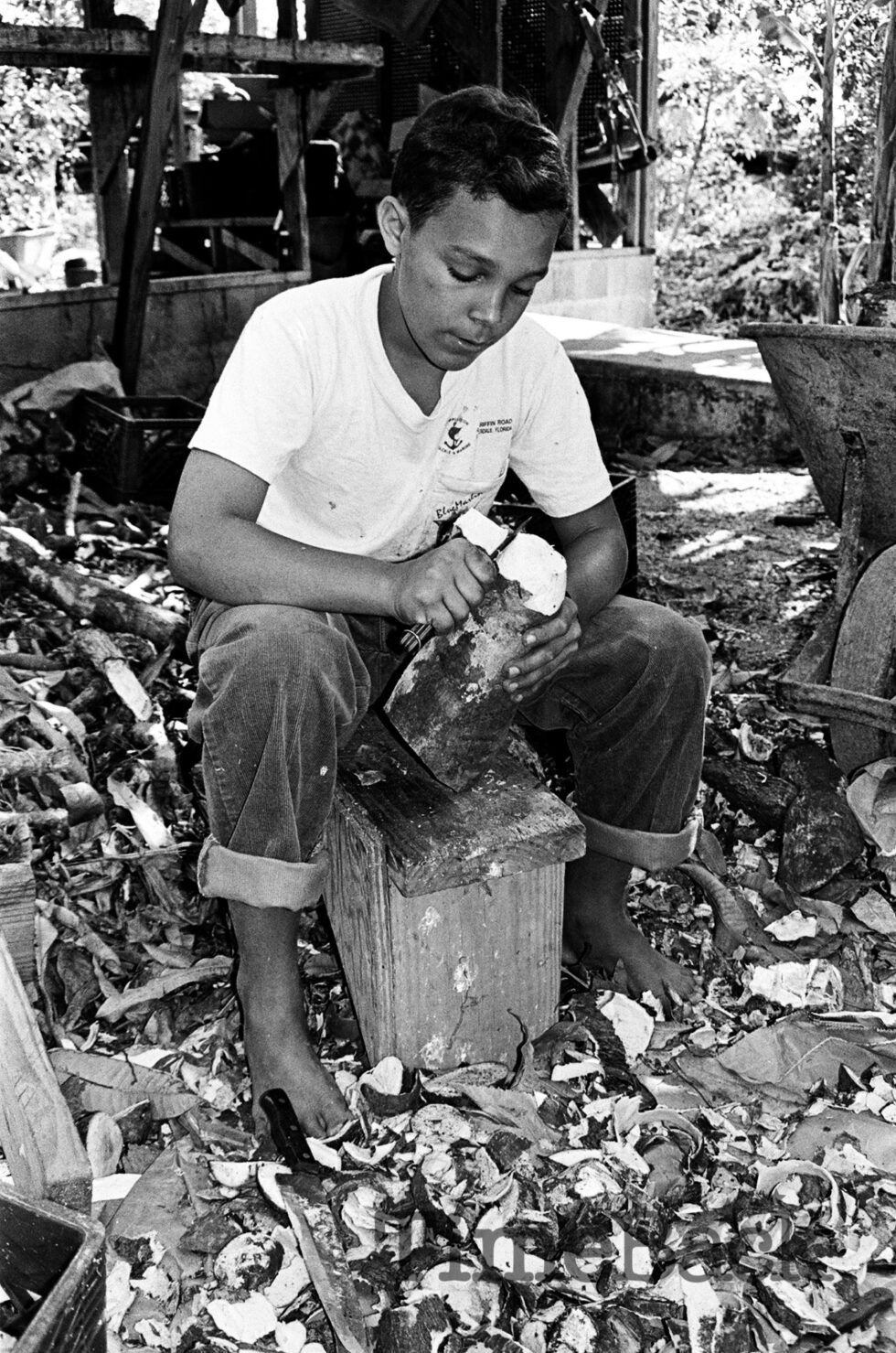 Child peeling a cassava, 1992 | TimeBack